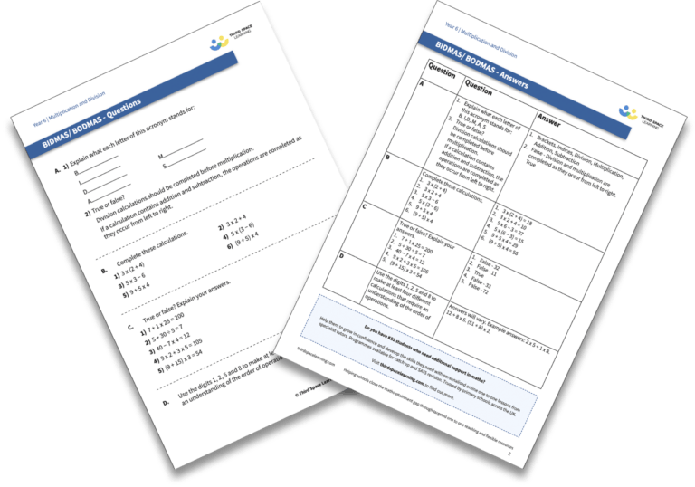 [FREE] Year 6 BIDMAS or BODMAS Worksheet