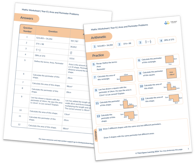 FREE Area and Perimeter Worksheet Year 6