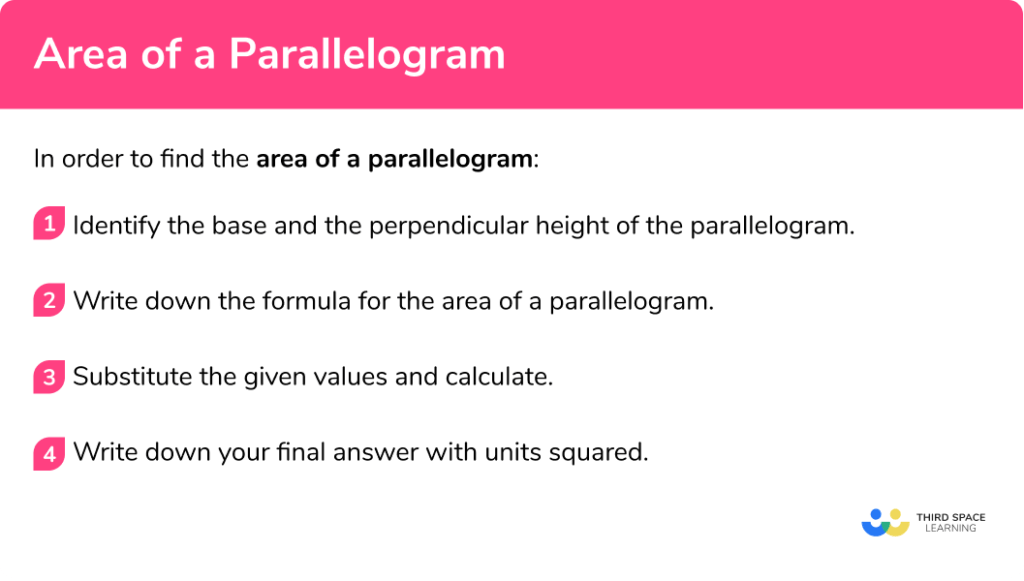 Area Of A Parallelogram- Steps, Examples & Worksheet
