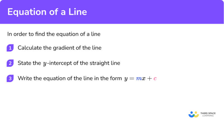 Equation Of A Line - GCSE Maths - Steps, Examples & Worksheet