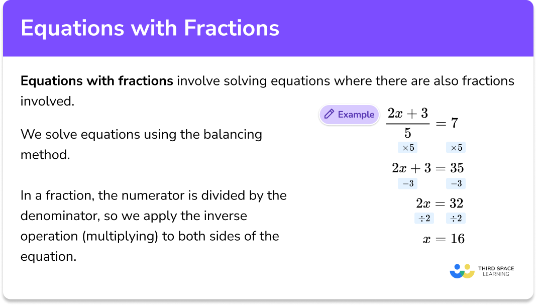 Equations With Fractions GCSE Maths Steps Examples Equations With Fractions GCSE Maths Steps Examples
