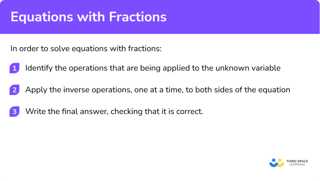 Equations With Fractions - GCSE Maths - Steps & Examples