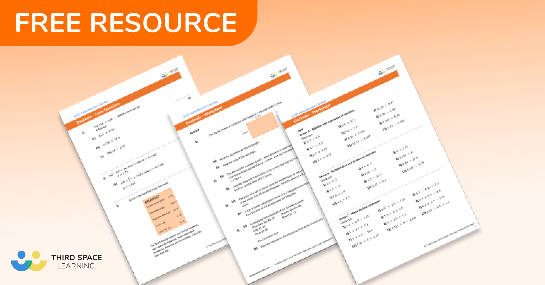 Decimals Worksheet - GCSE Maths [FREE]