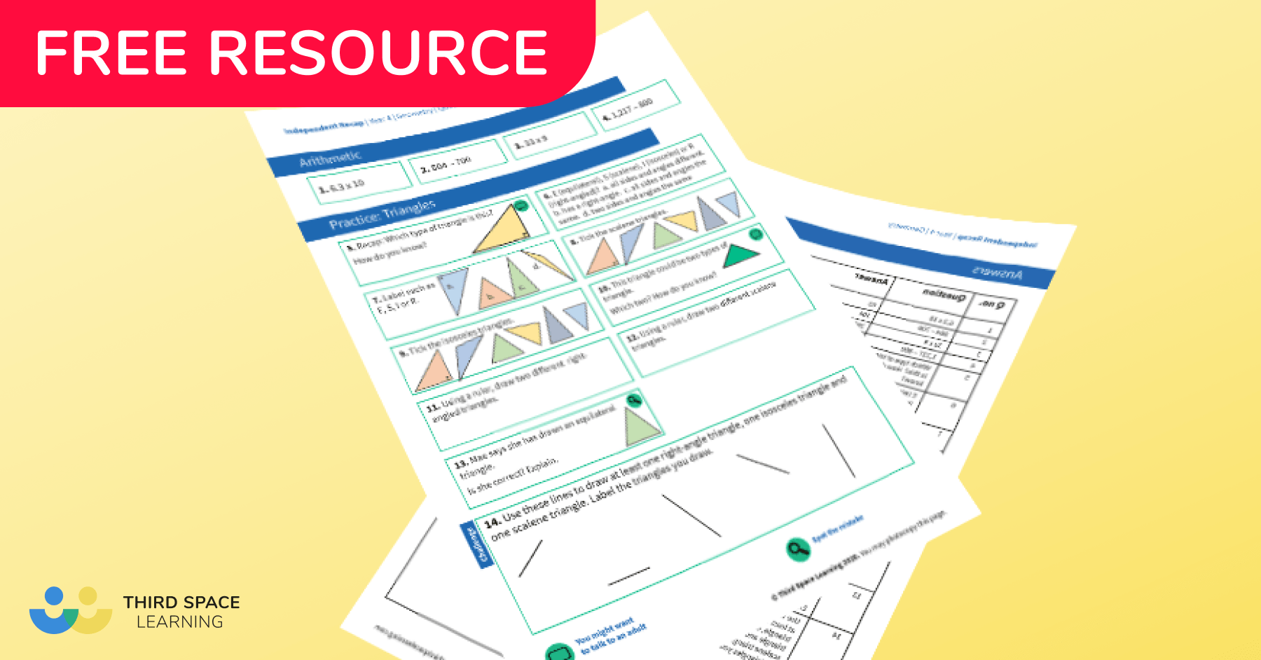 FREE Triangles Worksheet Year 4