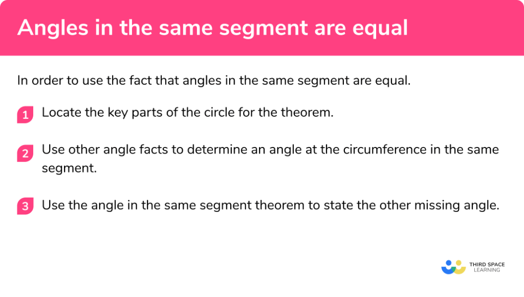 Angles in the Same Segment Are Equal - Steps, Examples & Worksheet