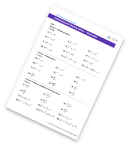 Multiplying Indices Worksheet - GCSE Maths [FREE]