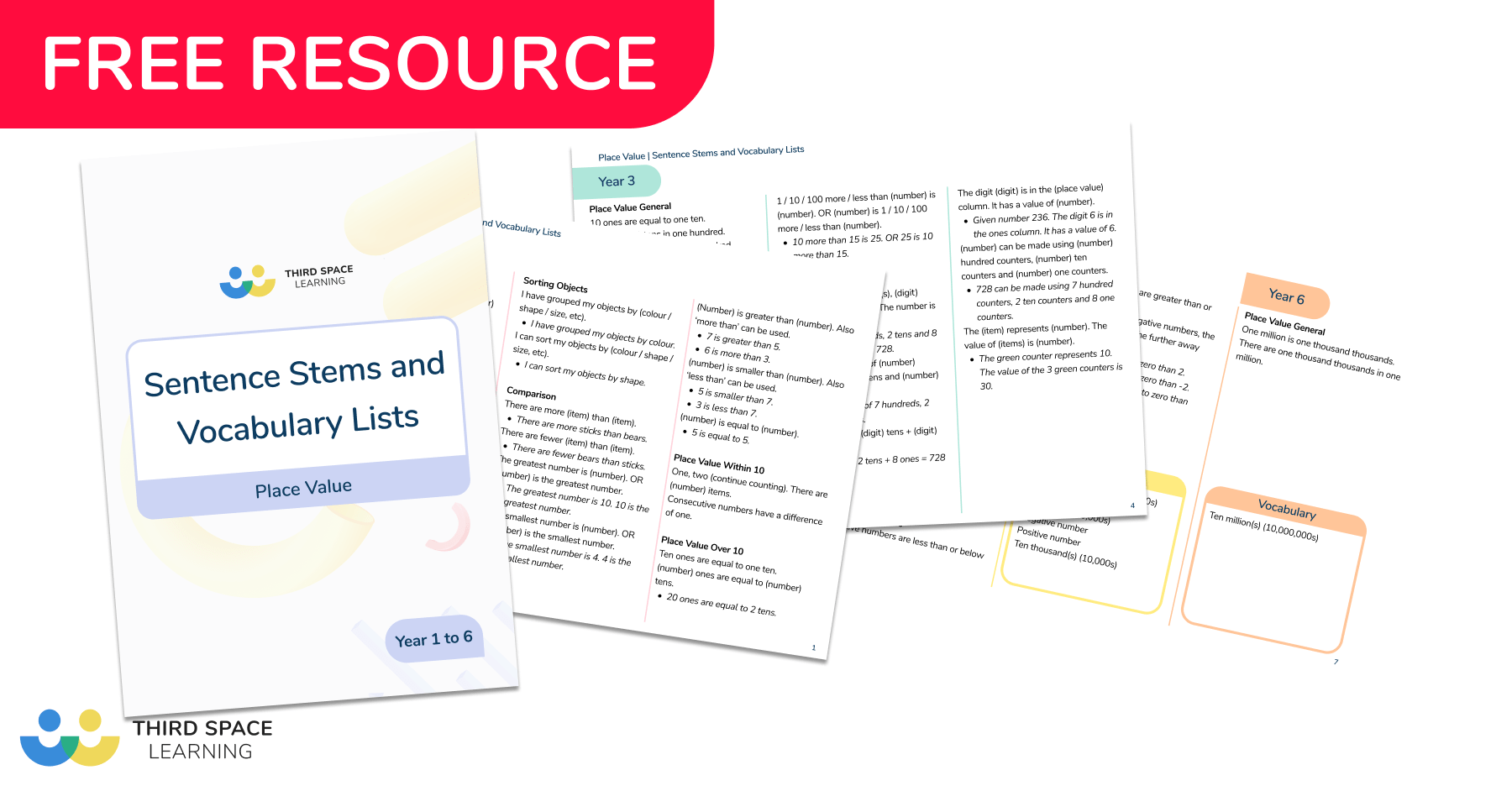 [FREE] Place Value Sentence Stems and Vocabulary Lists