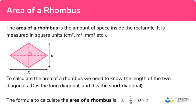 Area Of A Rhombus - GCSE Maths - Steps, Examples & Worksheet