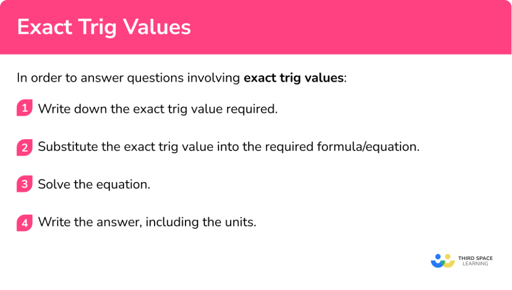 Exact Trig Values Gcse Maths Steps Examples And Worksheet