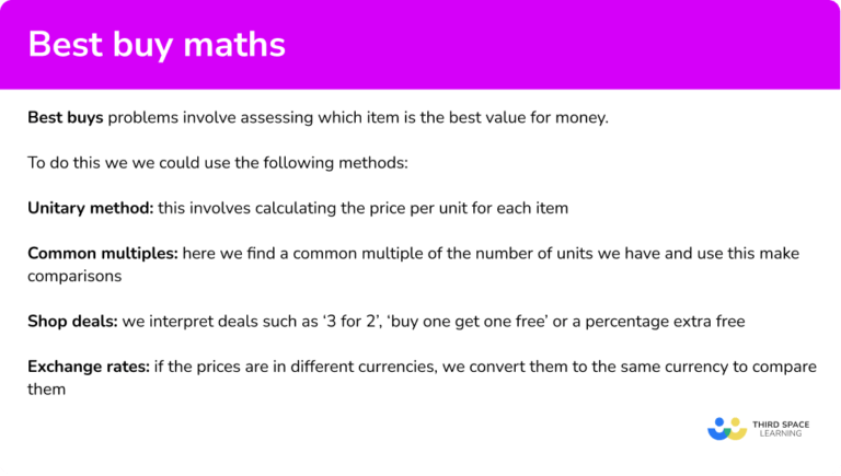 Best Buy Maths - GCSE Maths - Steps, Examples & Worksheet