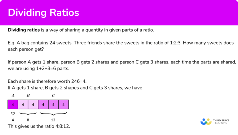 Dividing Ratios - GCSE Maths - Steps, Examples & Worksheet