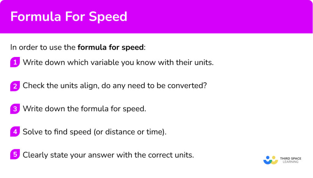 Formula For Speed - GCSE Maths - Steps, Examples & Worksheet