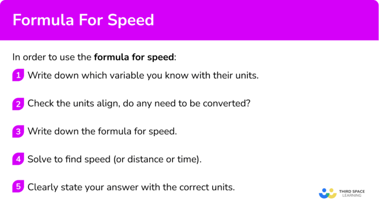 Formula For Speed - GCSE Maths - Steps, Examples & Worksheet