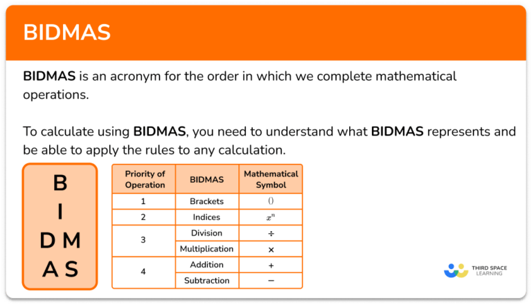 BIDMAS - GCSE Maths - Steps, Examples & Worksheet