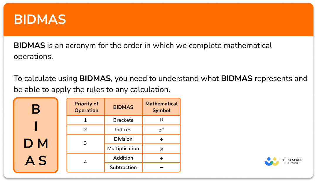 BIDMAS GCSE Maths Steps Examples Worksheet