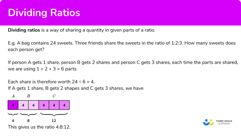 Dividing Ratios - GCSE Maths - Steps, Examples & Worksheet