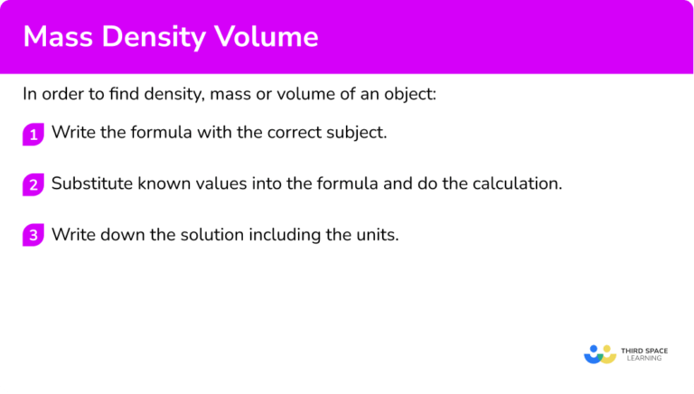 Mass Density Volume - GCSE Maths - Steps & Examples
