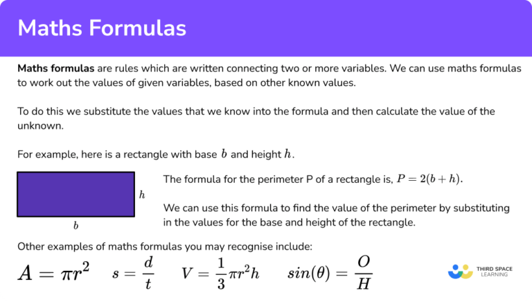 Maths Formulas - GCSE Maths - Steps, Examples & Worksheet