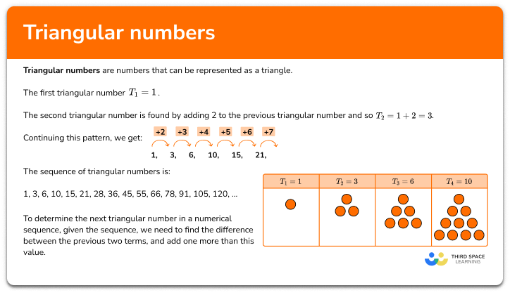 Triangular Numbers GCSE Maths Steps Examples Worksheet