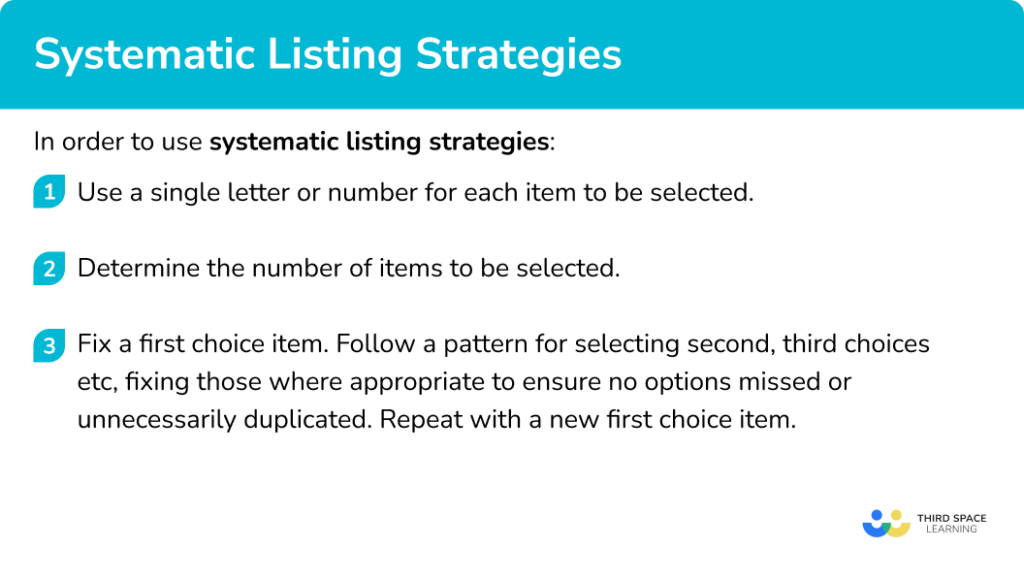 Systematic Listing Strategies - GCSE Maths - Steps & Examples