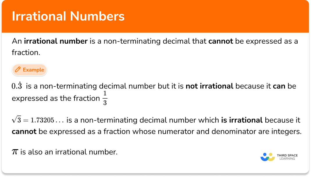 Irrational Numbers GCSE Maths Steps Examples Worksheet