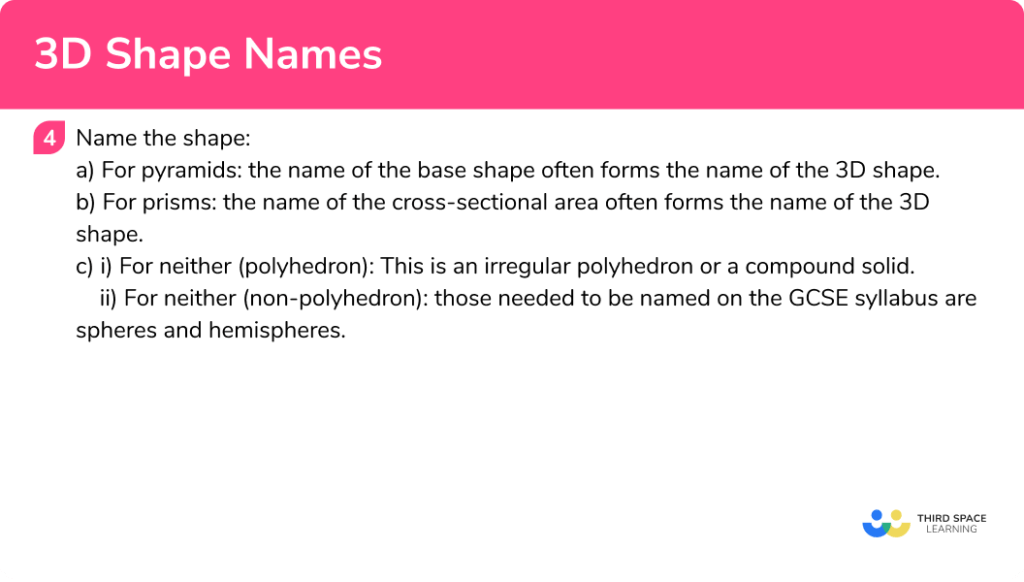 3D Shapes Names - GCSE Maths - Steps, Examples & Worksheet