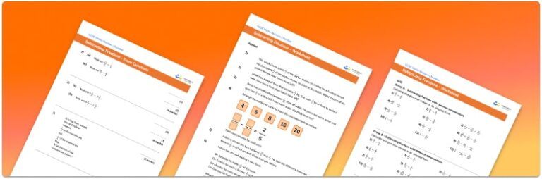 Subtracting Fractions Worksheet - GCSE Maths [FREE]- Third Space Learning