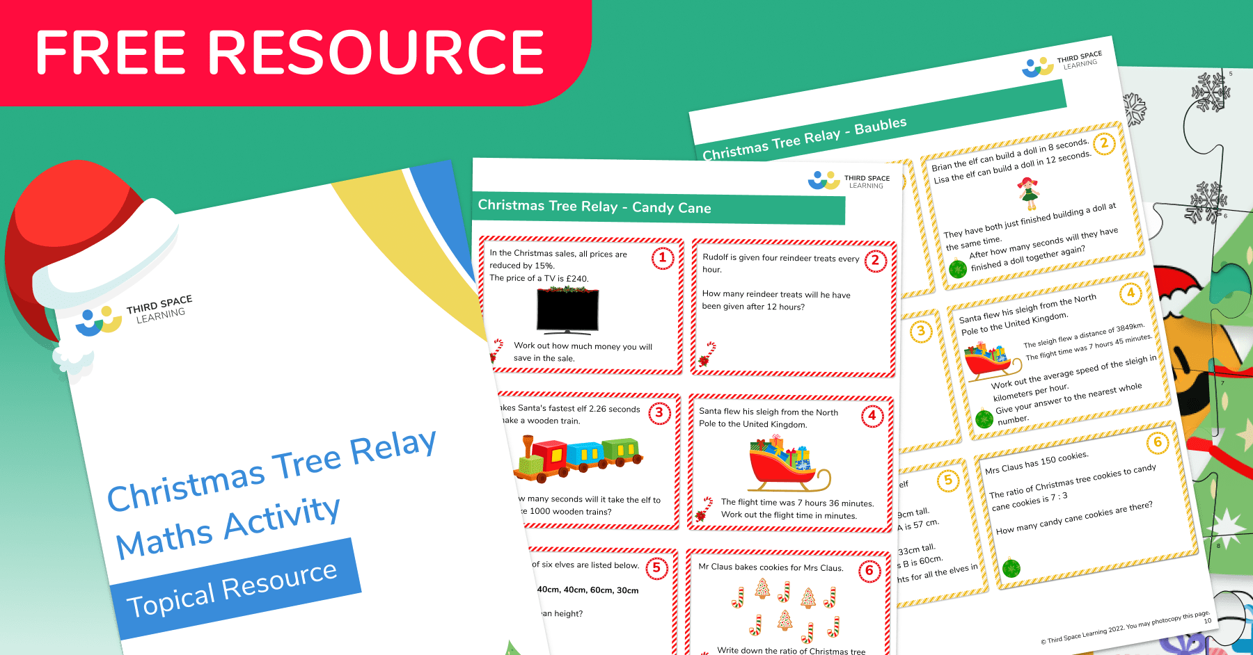 [FREE] GCSE Christmas Tree Relay Maths Activity