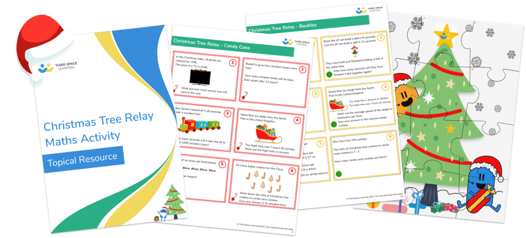 [FREE] GCSE Christmas Tree Relay Maths Activity