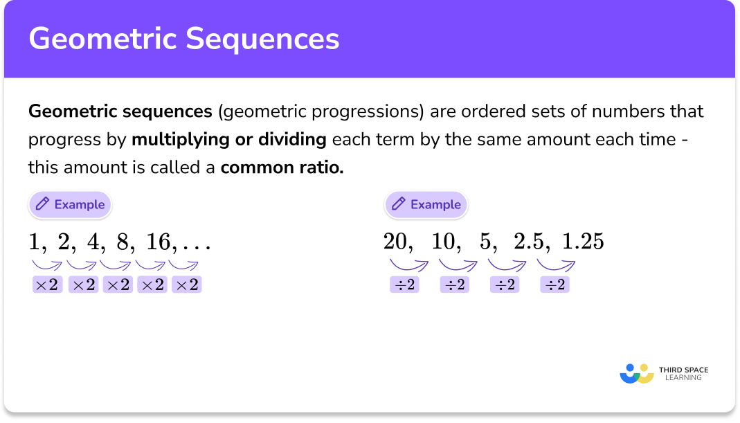 Geometric Sequences GCSE Maths Steps Examples