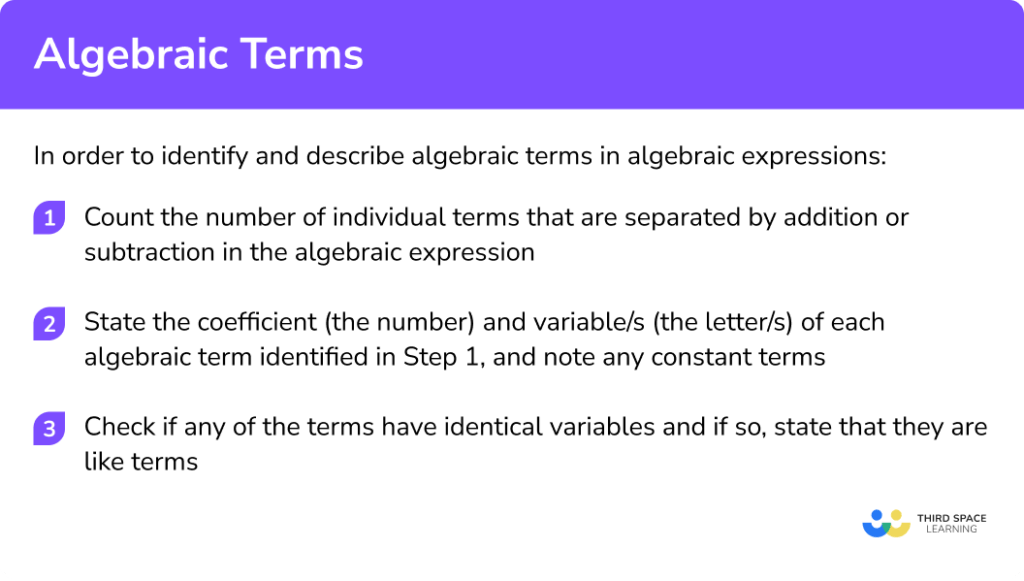 Algebraic Terms - GCSE Maths - Steps, Examples & Worksheet