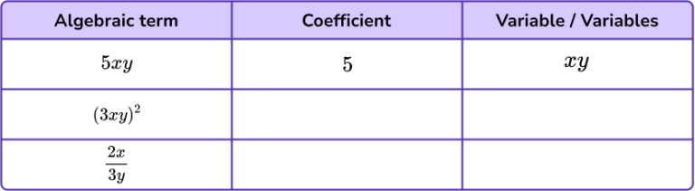 Algebraic Terms - GCSE Maths - Steps, Examples & Worksheet