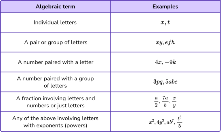 Algebraic Terms - GCSE Maths - Steps, Examples & Worksheet