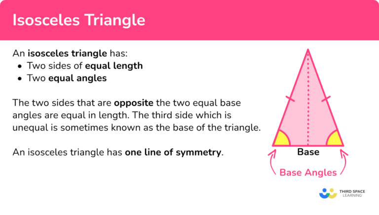 Isosceles Triangle - GCSE Maths - Steps, Examples & Worksheet