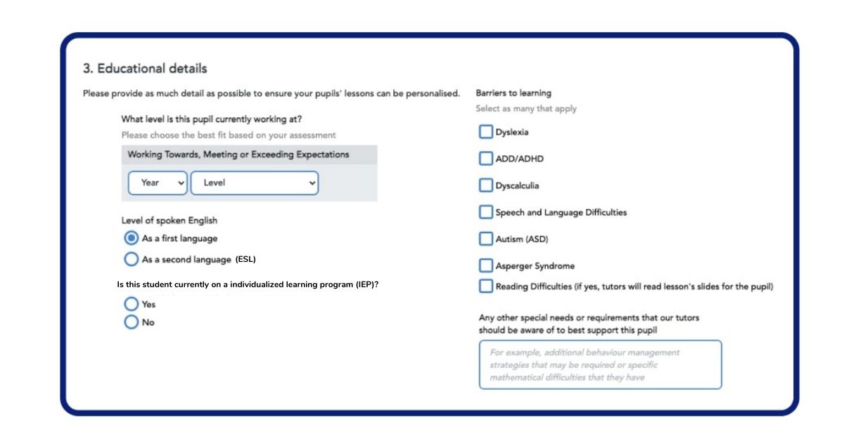 Online Learning Environment For Children with Disabilities