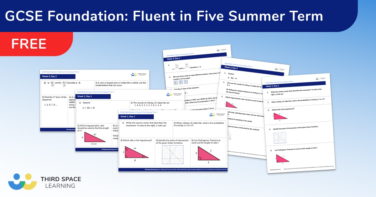 [FREE] GCSE Fluent in Five Arithmetic Pack (Summer Term - Weeks 1 to 12)