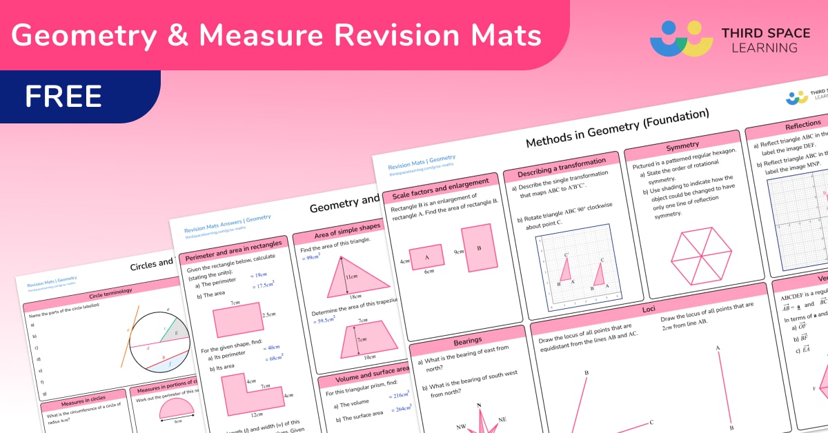 [FREE] GCSE Maths Geometry & Measure Revision Mats - Third Space Learning