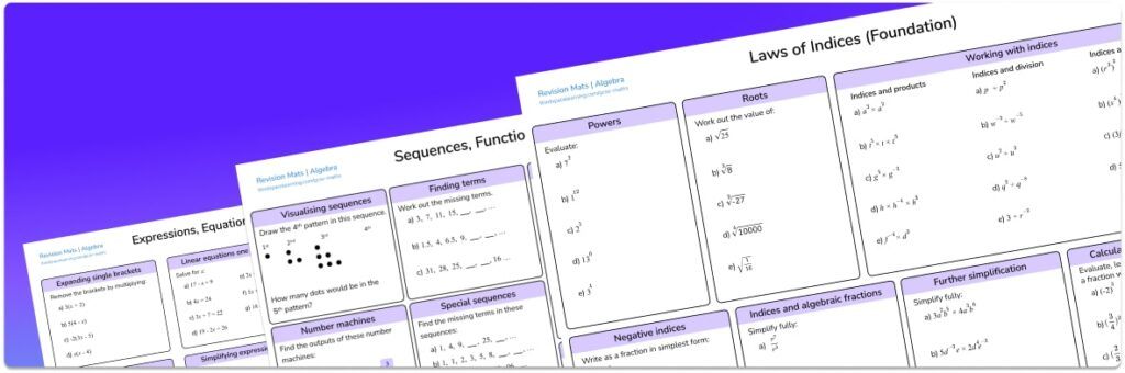 [FREE] GCSE Maths Algebra Revision Mats - Third Space Learning