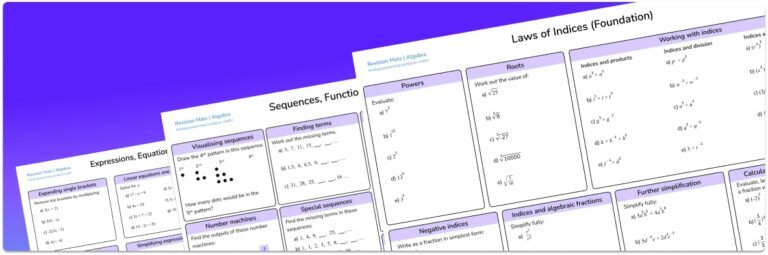[FREE] GCSE Maths Algebra Revision Mats - Third Space Learning