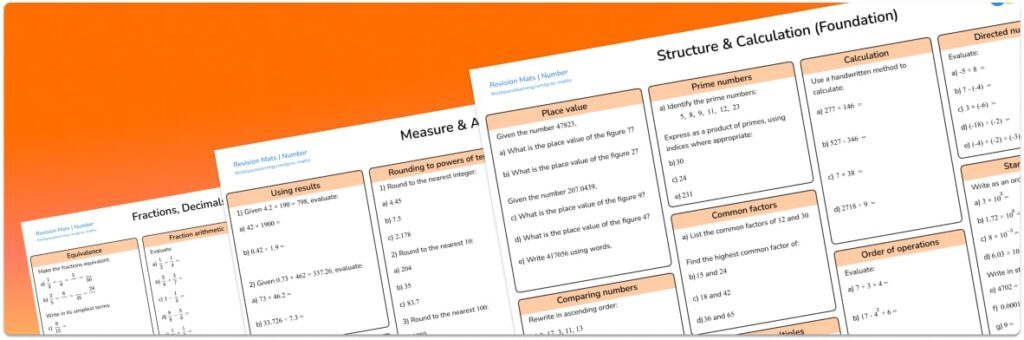 [FREE] GCSE Maths Number Revision Mats - Third Space Learning