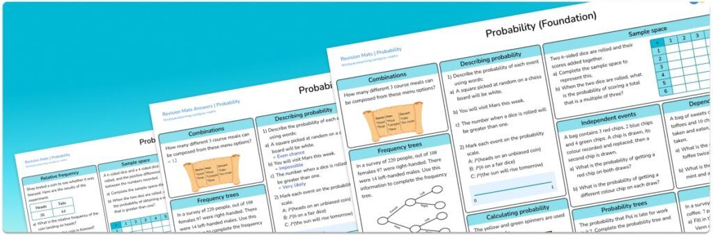 [FREE] GCSE Maths Probability Revision Mats - Third Space Learning
