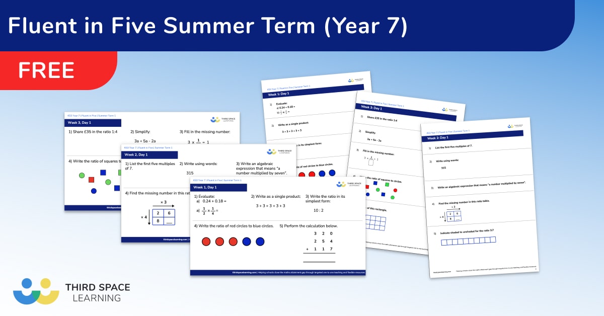 [FREE] Year 7 Fluent in Five Arithmetic Pack (Summer Term - Weeks 1 to 12)