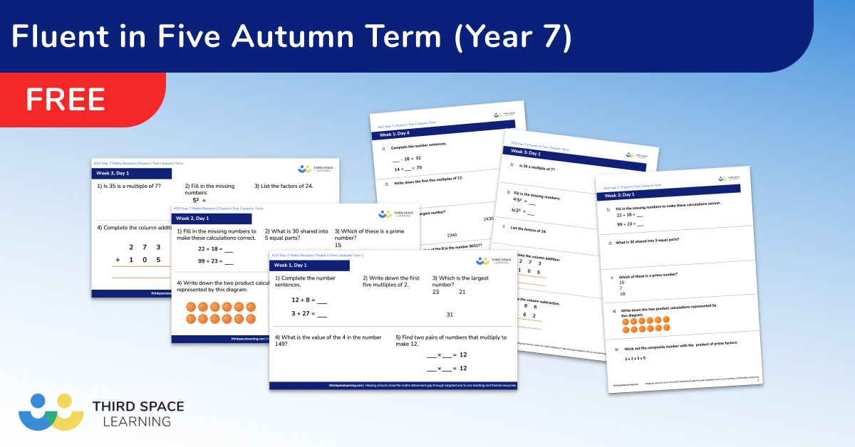 [FREE] Year 7 Fluent in Five Arithmetic Pack (Autumn Term - Weeks 1 to 12)