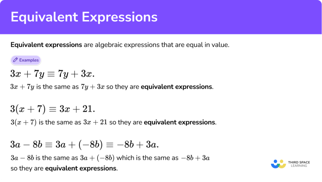 Equivalent Expressions Steps Examples ions