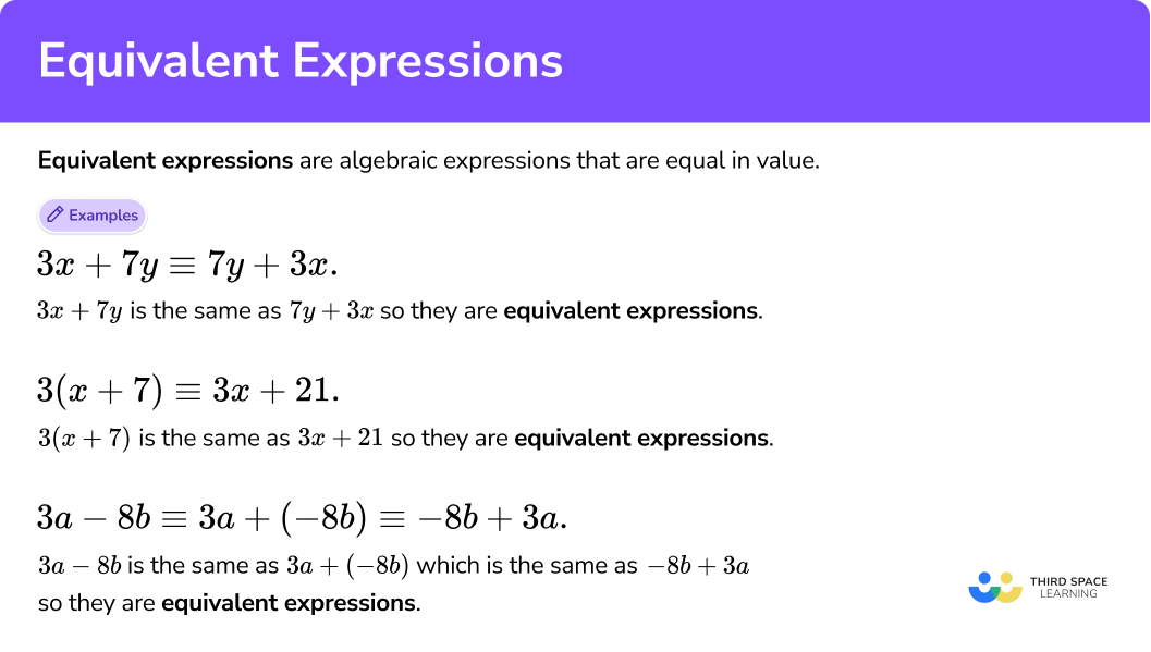 Equivalent Expressions Steps Examples ions
