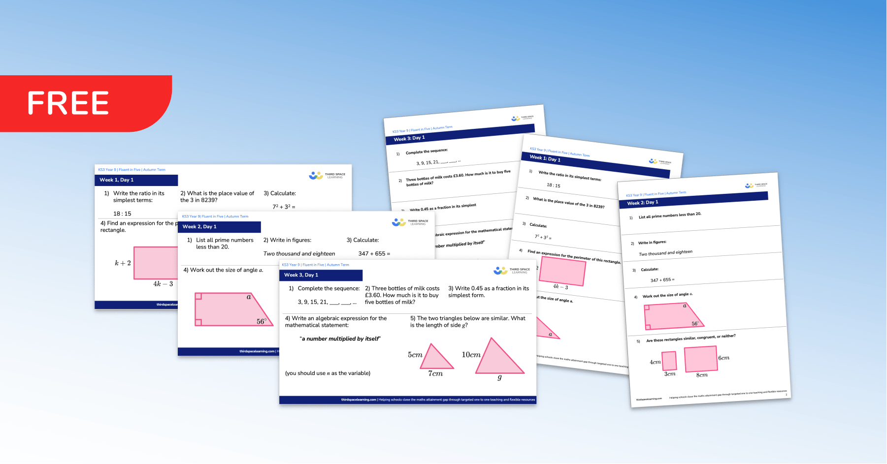 [FREE] Year 9 Fluent in Five Arithmetic Pack (Autumn Term - Weeks 1 to 12)