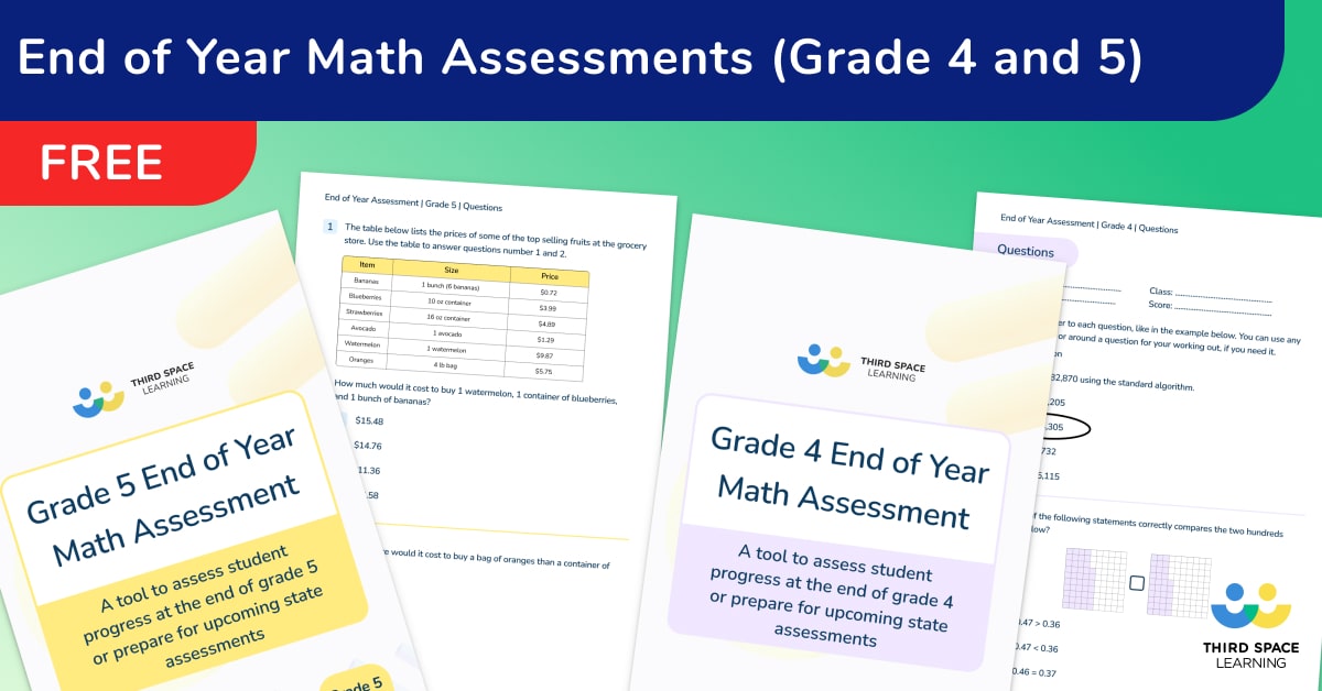 FREE 4th Grade And 5th Grade End Of Year Math Assessments free-4th-grade-and-5th-grade-end-of-year-math-assessments