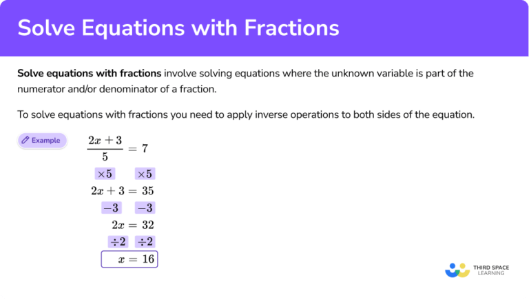 Solve Equations with Fractions - Steps, Examples & Questions
