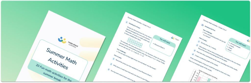 [FREE] Summer Math Activities Grade 3 to 4 - Third Space Learning