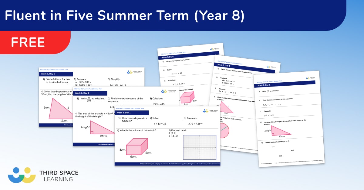 [FREE] Year 8 Fluent in Five Arithmetic Pack (Summer Term - Weeks 1 to 12)
